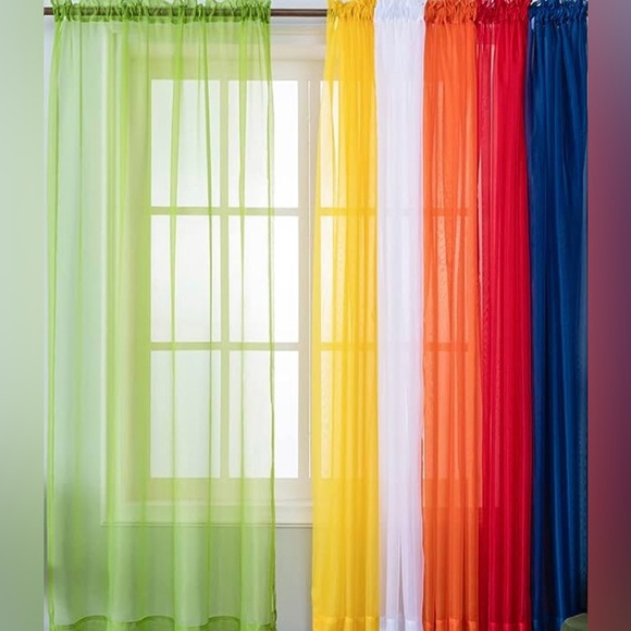 Accents | Wpm6pcsrainbow Sheer Window Panel Colorful Backdrop Bright ...